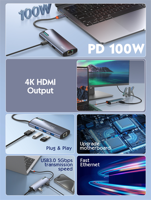 LDNIO DS-16H 6 In 1 USB C Docking Station